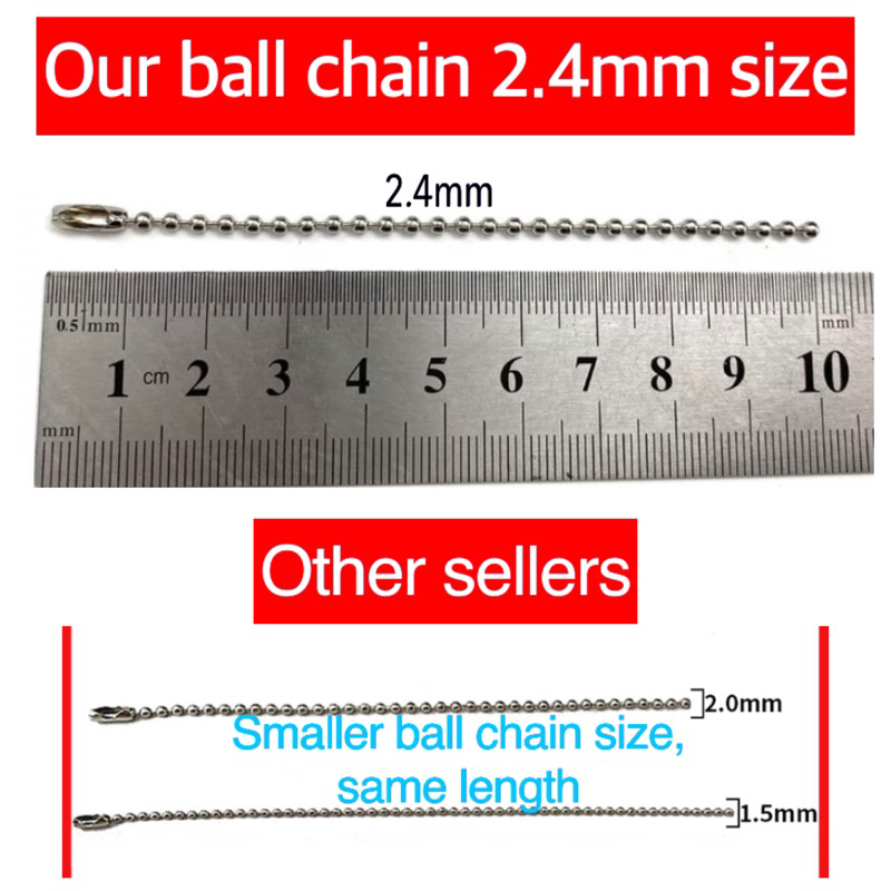 100s 500s 10cm 2.4mm colored ball chain in stainless white jewelry yellow silver or gold black Shopee Philippines