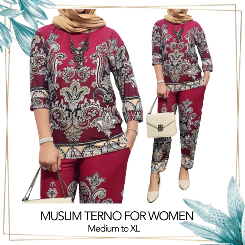 Muslim Terno 3/4 Sleeve Blouse and Pants for Women [ Small to Large ...