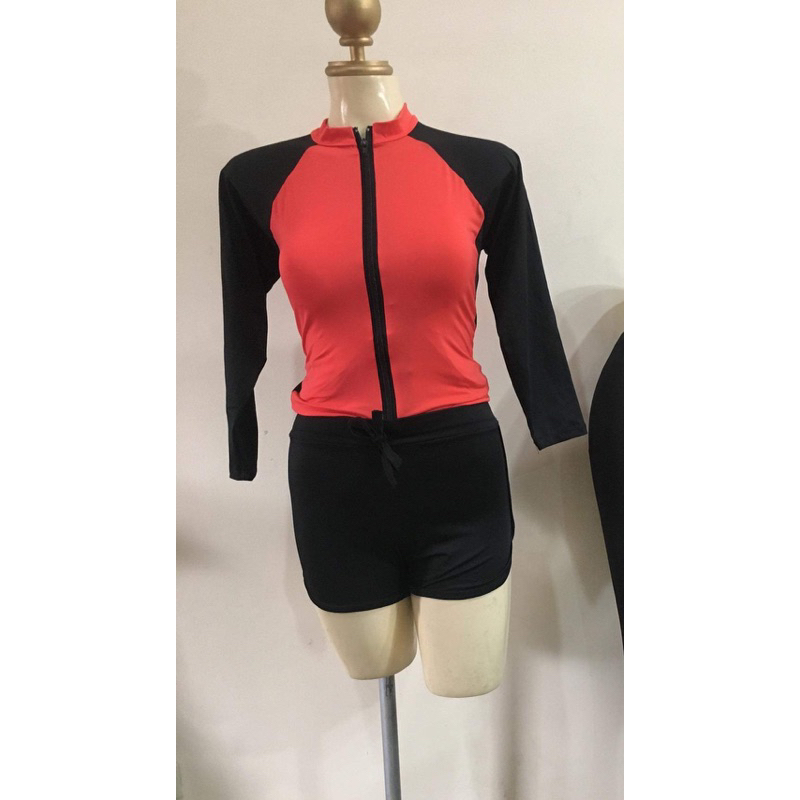 Zipper Rush Guard terno shorts | Shopee Philippines