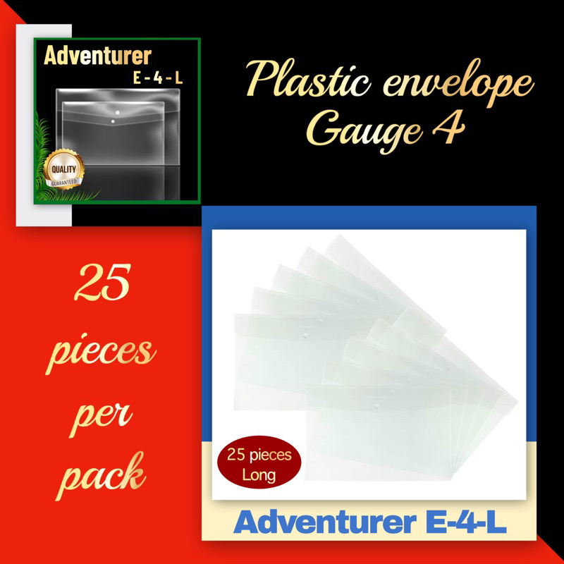 Adventurer Plastic Envelope Long 25 pieces E-4-L | Shopee Philippines