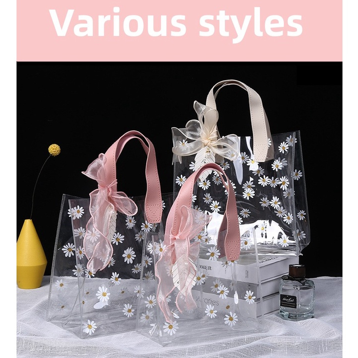 PVC small daisy handbag transparent plastic bag net red with gift bag ...