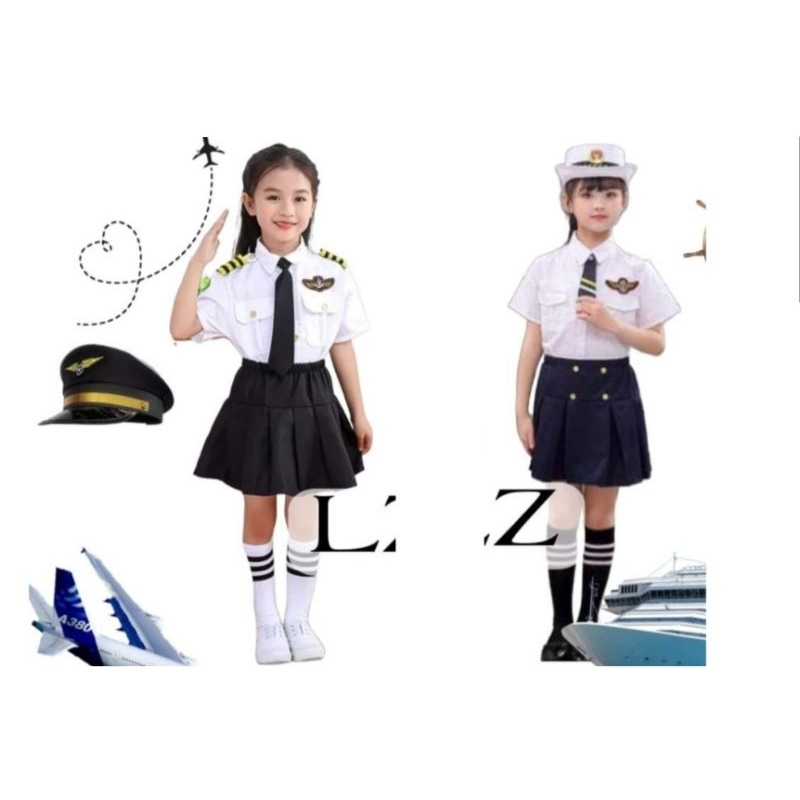 shop : PILOT SAILOR Costume Girl Skirt Hat Shirt Career Community ...