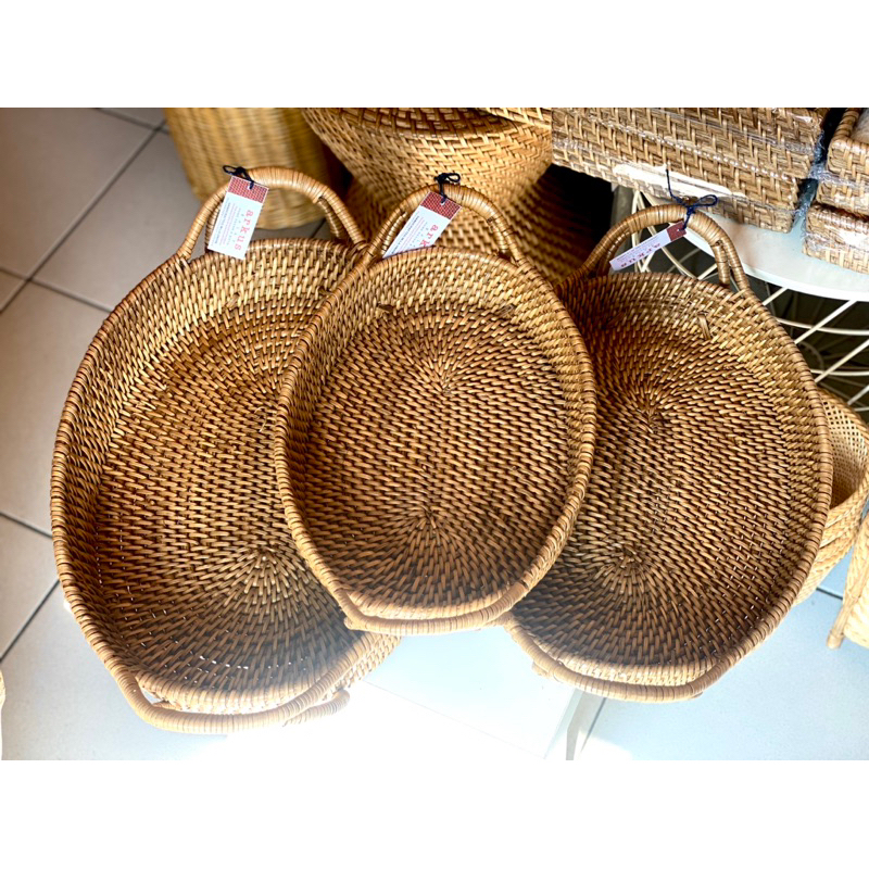 Handwoven rattan | Labtang oval tray with handle | Shopee Philippines