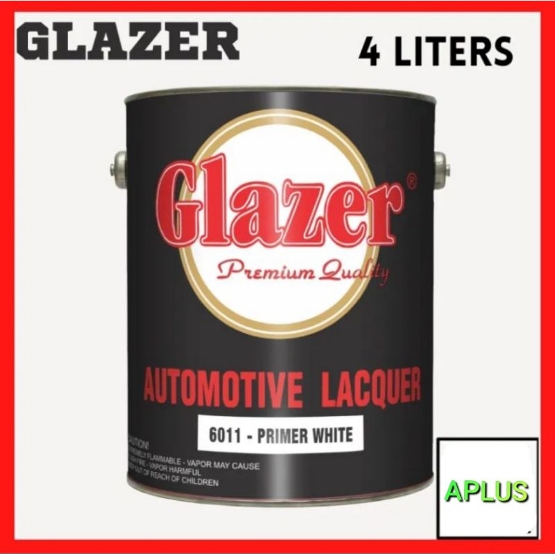APLUS GLAZER AUTOMOTIVE LACQUER PRIMER WHITE 4LITERS (1GALLON ...