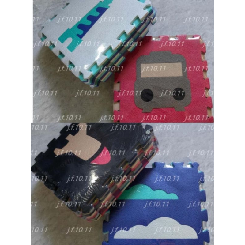 Puzzle Mat / Play Mat DINOSAURS/TRANSPORTATION Design 9pcs 30cm x 30cm ...