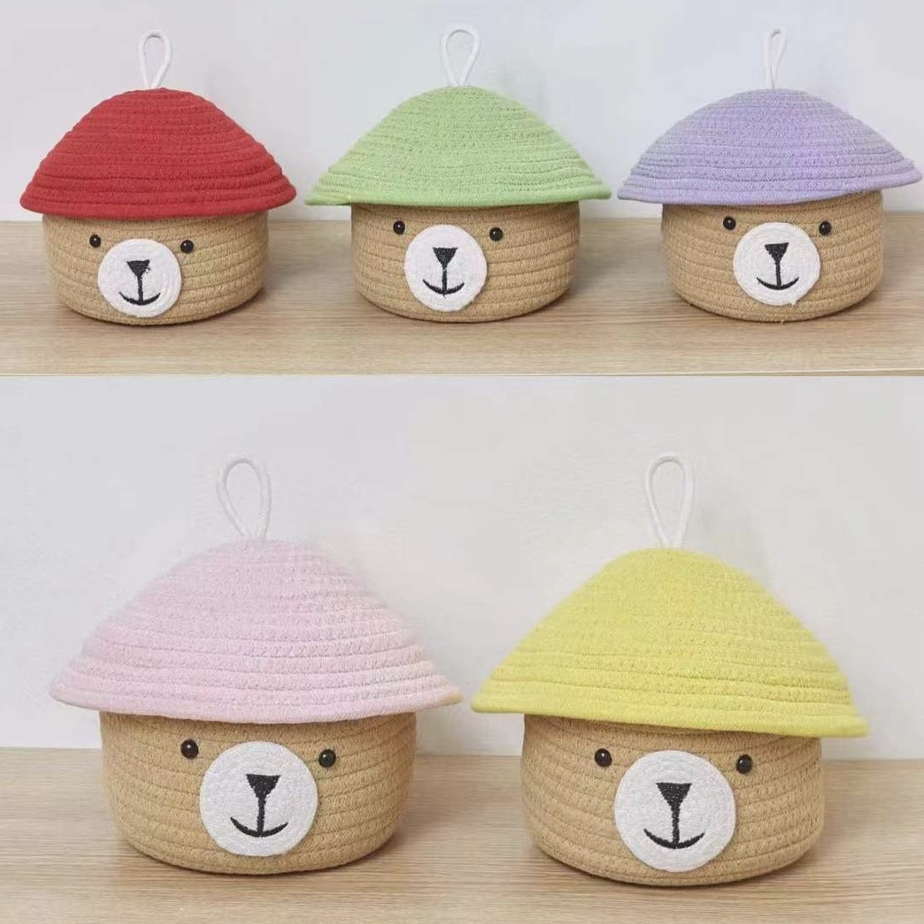 Cotton Thread Storage Basket Woven Storage Box Desktop Sundries Makeup ...