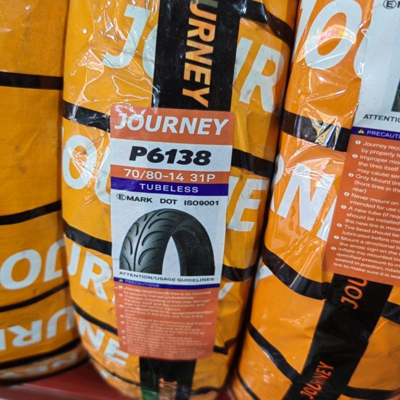 JOURNEY TUBELESS TIRES P6138 70/80/14 80/80/14 90/80/14 100/80/14 (FREE ...