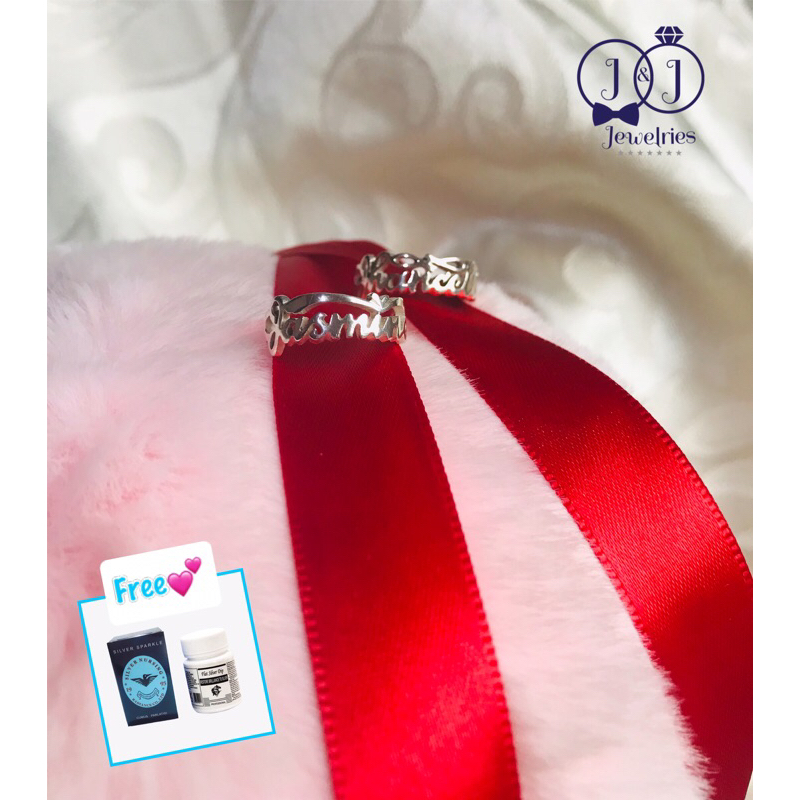 925 ITALY Silver Personalized COUPLE Name Ring | Shopee Philippines