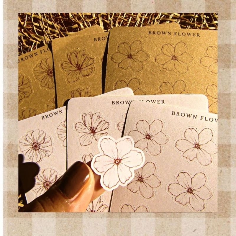 Mini Brown flower Sticker Sheet | Shopee Philippines