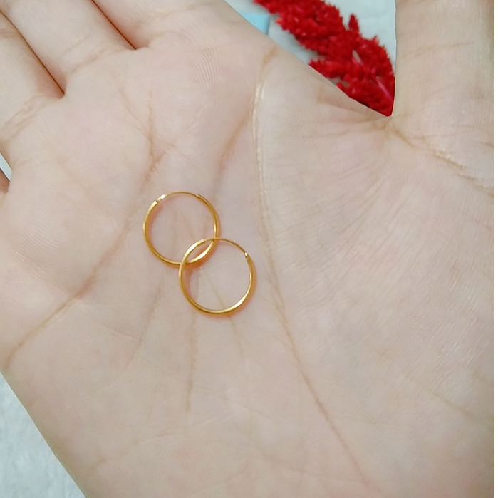 COD☑PAWNABLE☑ 18K Saudi gold loop earrings 12mm,Lightweight SD GOLD ...