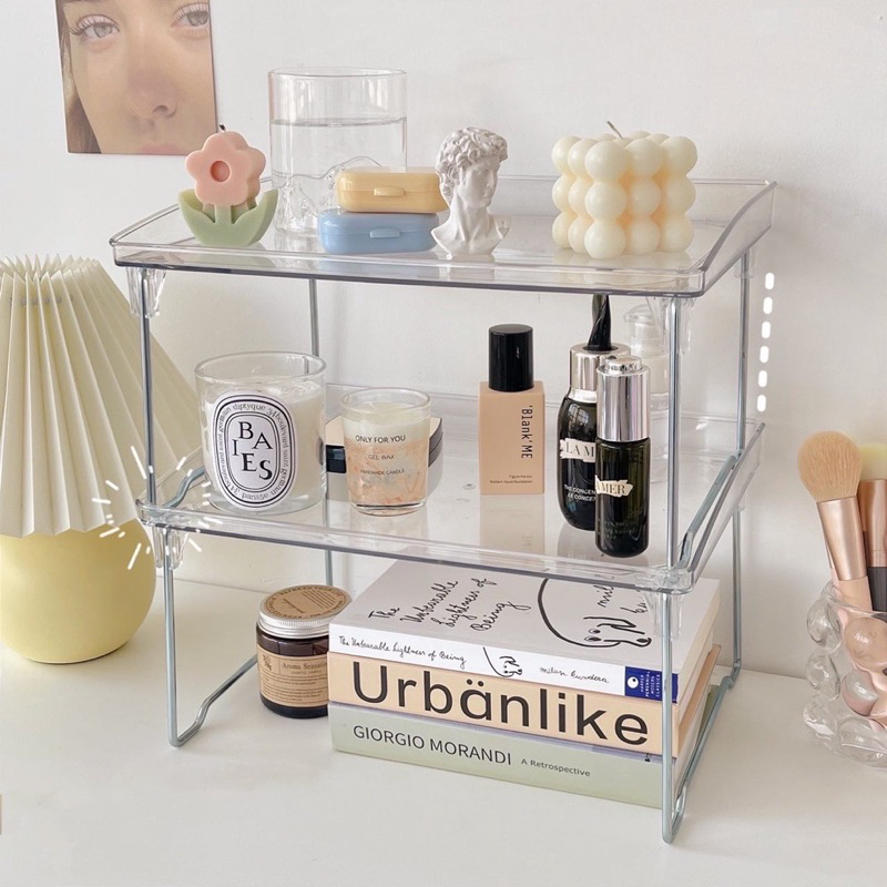 Acrylic Transparent Minimalist Desk Stackable Rack Cosmetics Storage ...