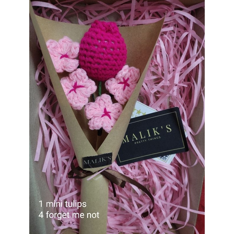 Crochet Flower Bouquet WITH BOX AND FREE LETTER |Chamomile|Tulips|Rose ...
