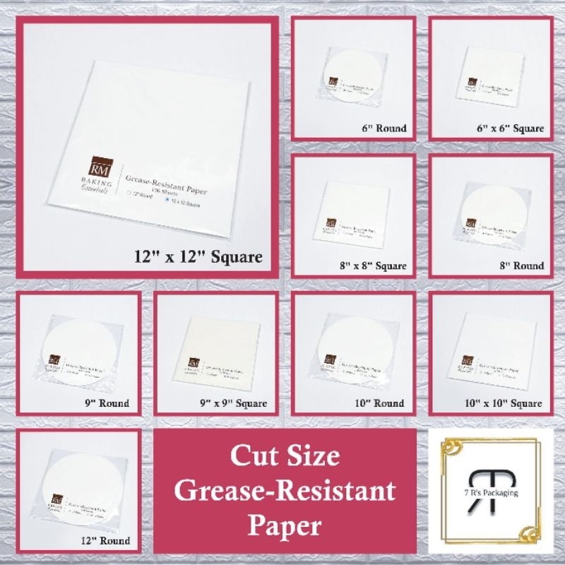 100 sheets White Round and Square Grease Resistant Paper / Food Liner ...
