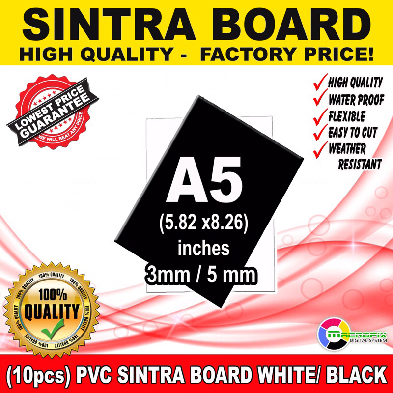 (10pcs) Sintra Board PVC White/Black ; A5 size; Thickness: 3mm, 5mm ...
