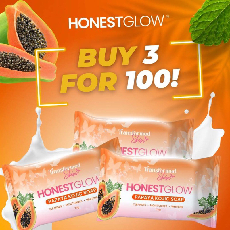 3 for 100pesos Honestglow Kojic Papaya Soap 70g | Shopee Philippines