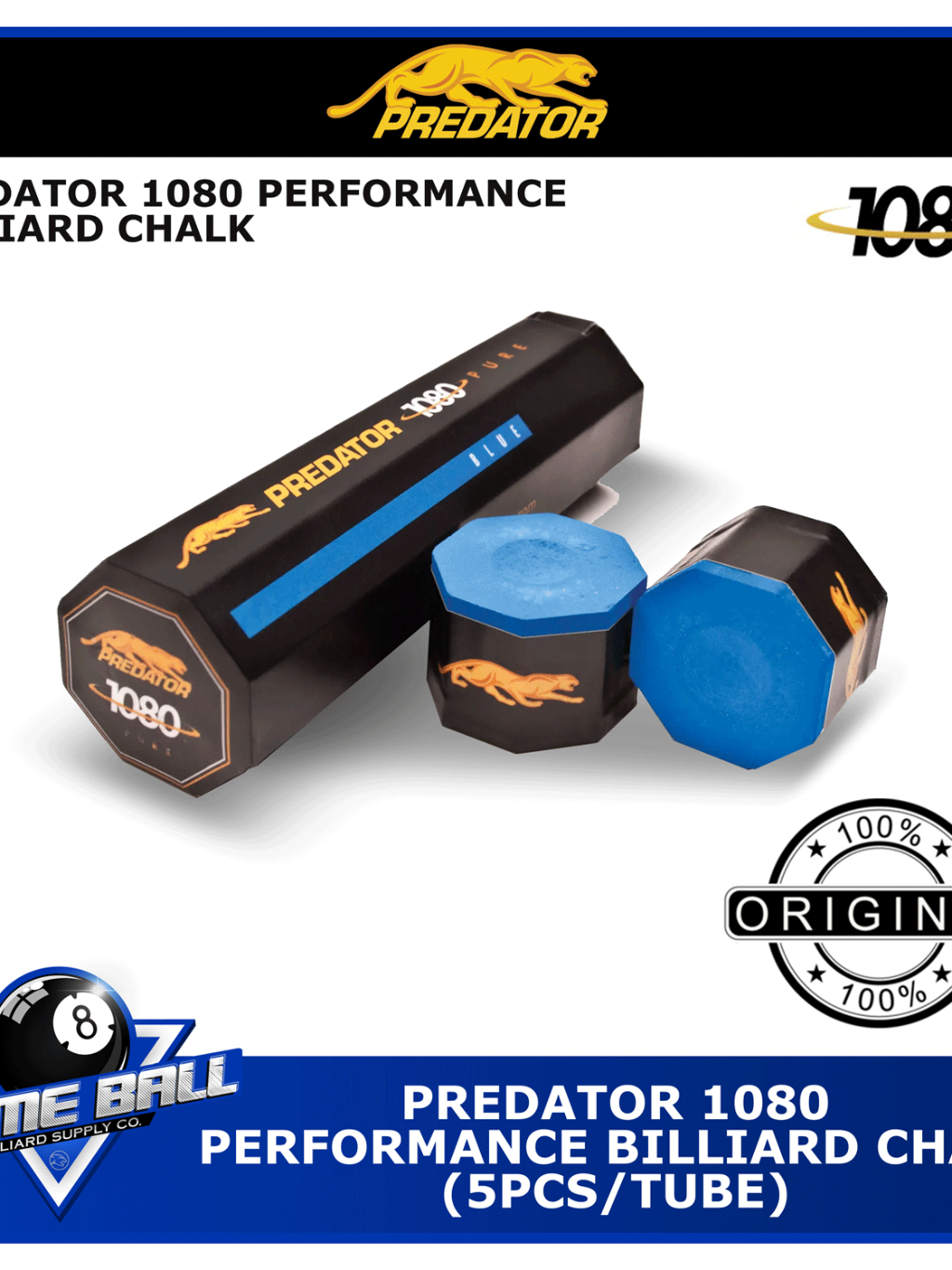 Predator ORIGINAL 1080 Performance Billiard Chalk (1Pc. or 1Tube ...