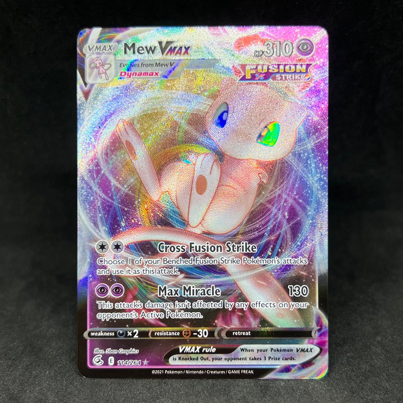 Pokemon TCG Mew VMAX Ultra Rare 114/264 2021 Sword & Shield Fusion Strike Trading Card Game ...