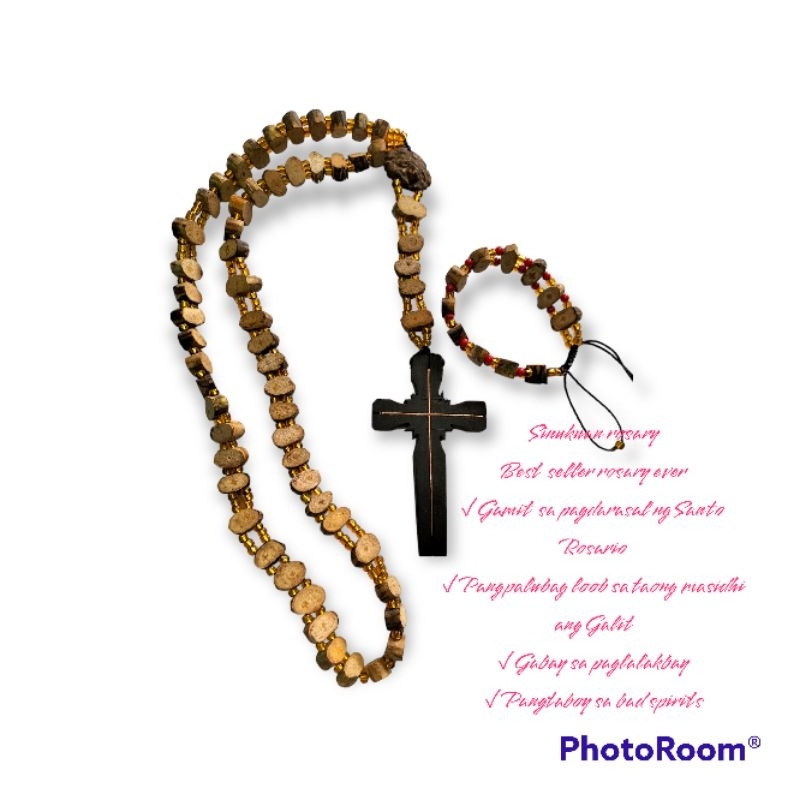Kahoy ng sinukuan rosary plus sinukuan bracelet blessed and ritualized ...