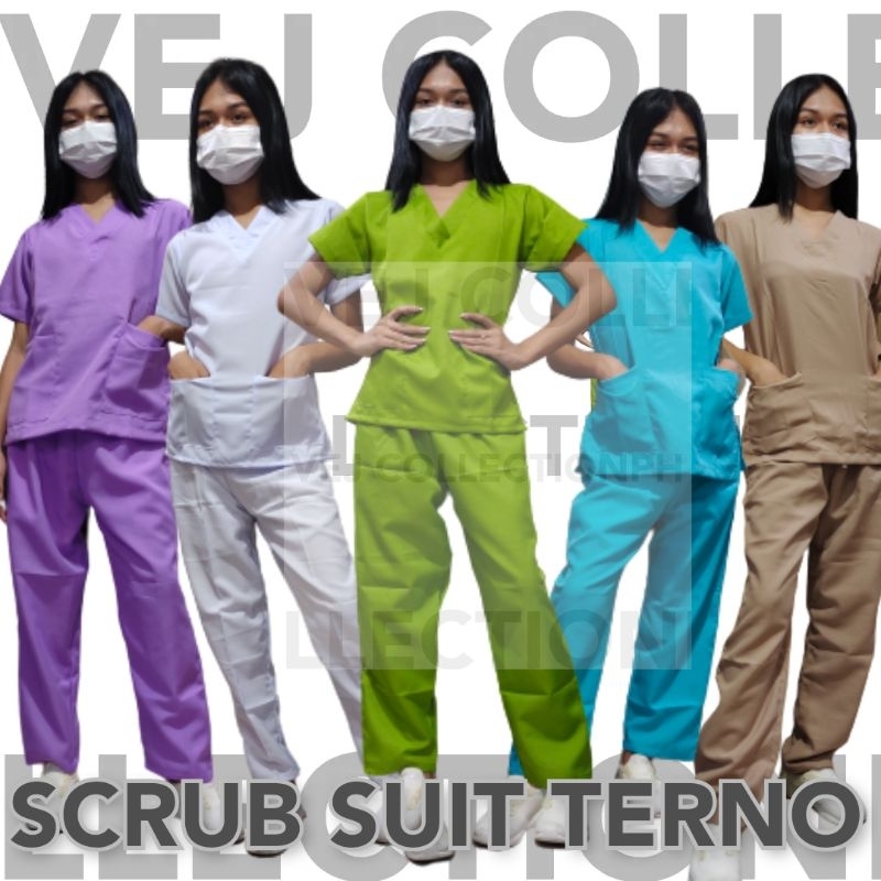 SCRUB SUIT V-NECK TERNO PLAIN ( wash & wear ) TERNO | Shopee Philippines