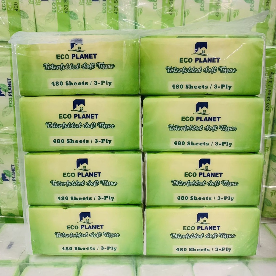 4-Ply 420/480 Sheets 1Pack 8 Pcs Disposable Inter-Folded Facial Tissue ...