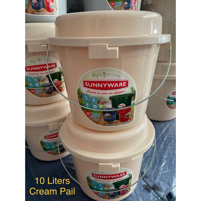 10L 16L Pail w/ cover Stainless Steel handle Timba Cream Gray Bucket ...
