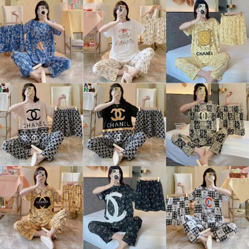 3in1 Chanel Pajama Terno Short Sleepwear Set for Adult Plus Size ...