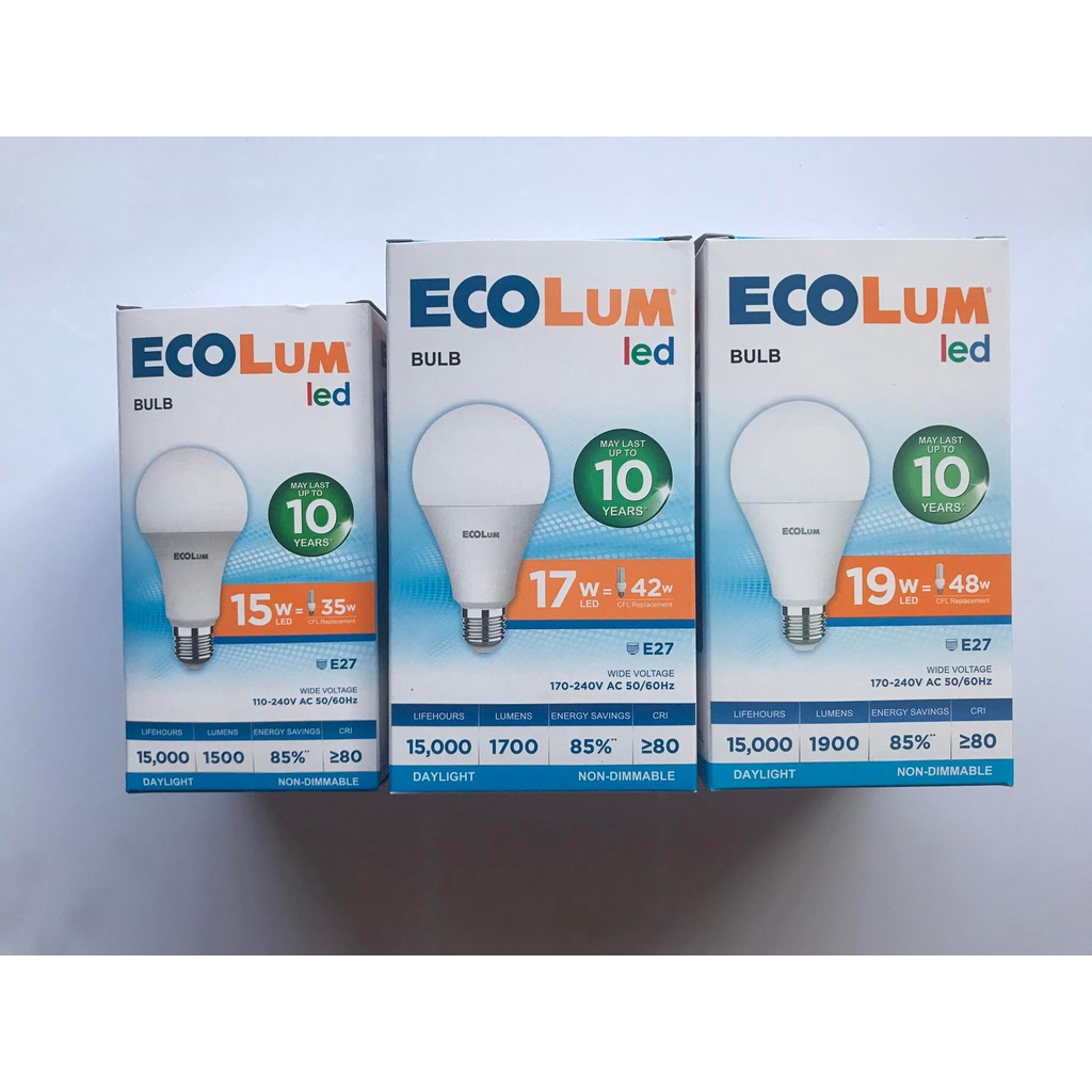 Ecolum LED Bulb 15w, 17w, 19w (Daylight) | Shopee Philippines