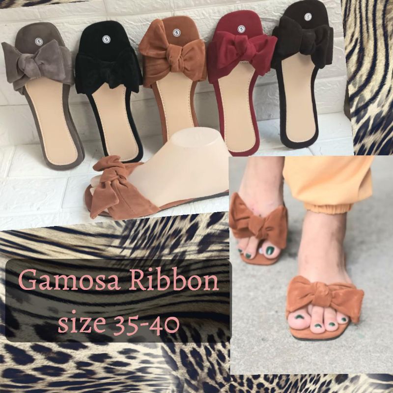 New Marikina Ribbon Gamosa Flat Sandals(Leather Patches) | Shopee ...