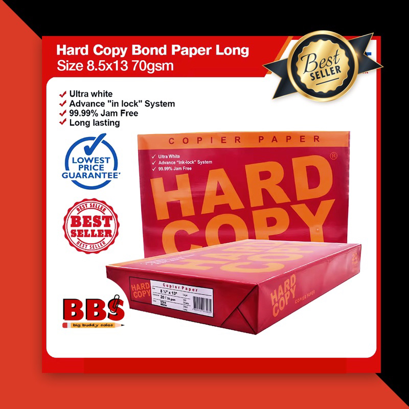 Hard Copy Multipurpose Paper 70gsm 500 pieces letter,legal, A4 size per ...