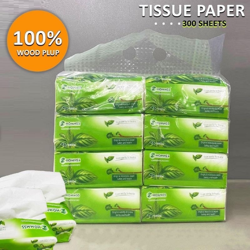 (8pcs/pack) 300 Sheet Wood Pulp Facial Tissue 4ply Soft Interfolded ...