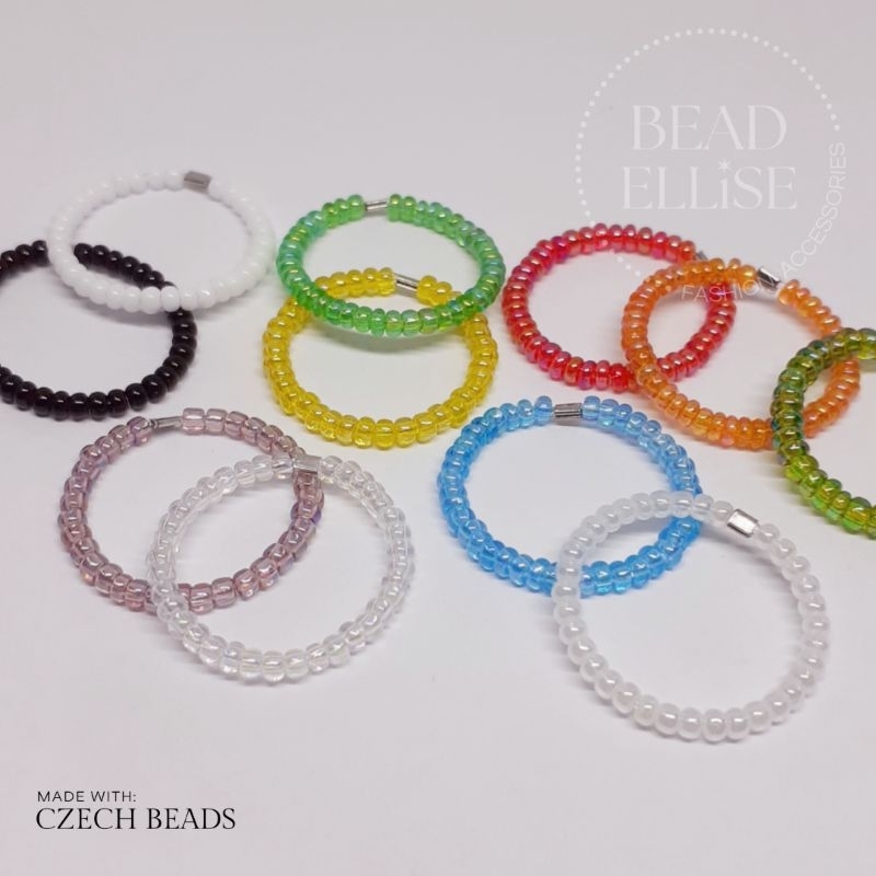 BEADELLISE Simple Beaded Ring | Made with Czech Beads | Shopee Philippines