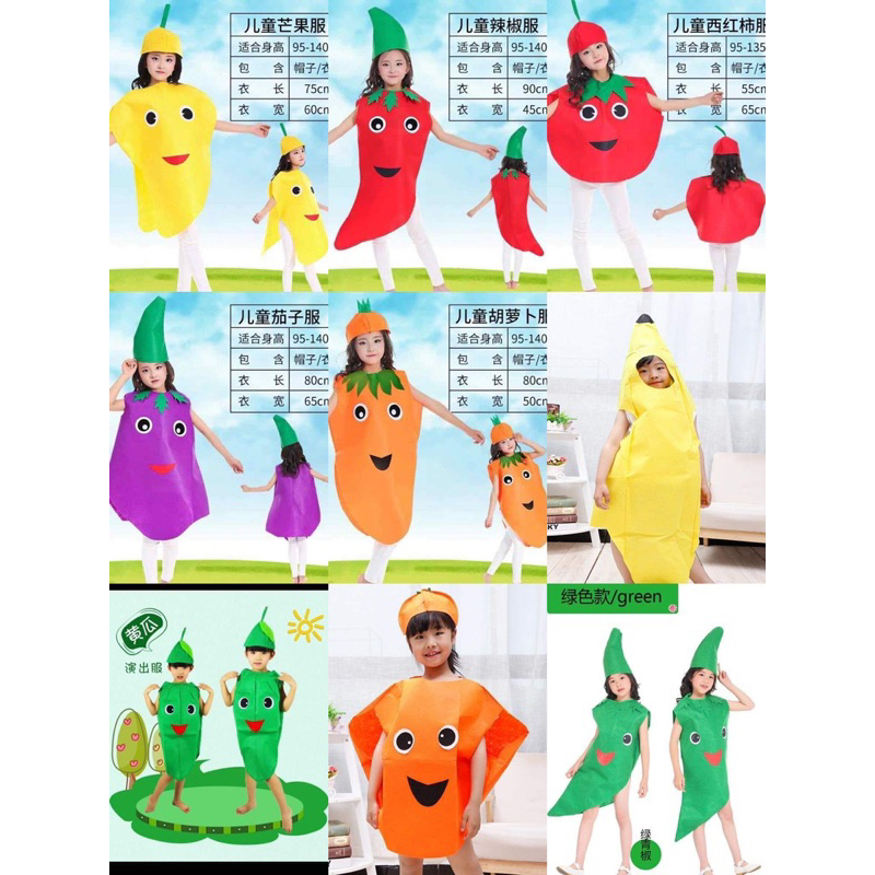 Nutrition Month Costume Fruits and Vegetables for Kids | Shopee Philippines