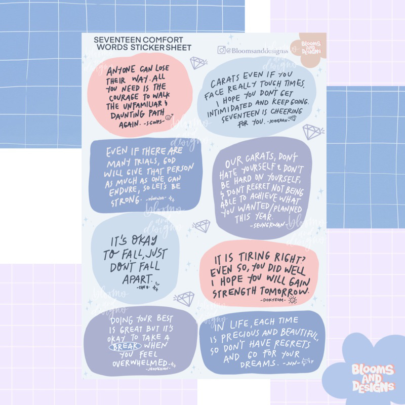 Seventeen Sticker sheet, Seventeen Stickers, Seventeen Comfort Words ...