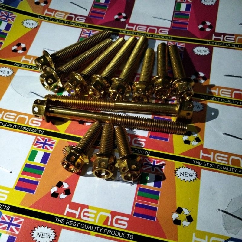 Crankase bolts set (Heng) for Honda click v3/v2 legit gold bolts ...