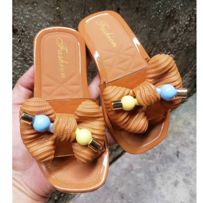 Baby Kids Fashion Ribbon Soft Insole Rubber Slide Slipper | Shopee ...