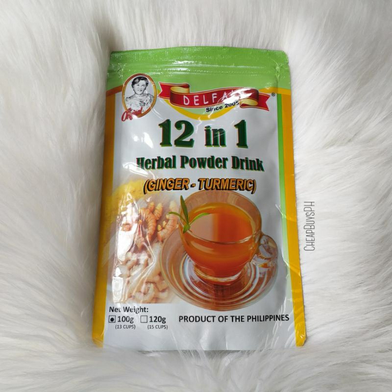 Delfa's 12 in 1 Herbal Powder Drink (Ginger-Turmeric) 100g | Shopee ...