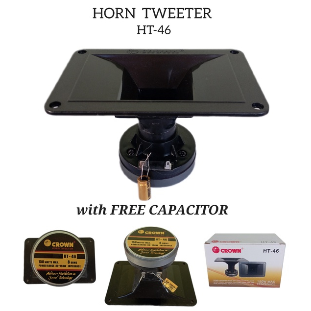 Crown HT-46 Horn Tweeter 150W with FREE Capacitor (4"x6") | Shopee ...