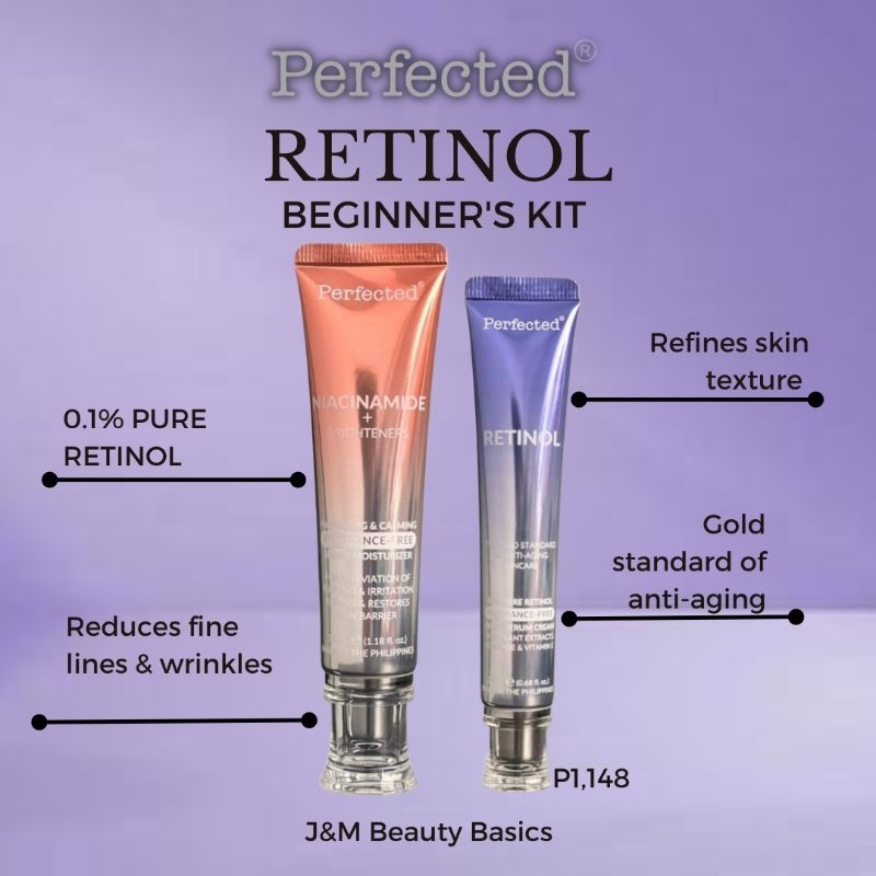 Perfected® RETINOL BEGINNER'S KIT 0.1% Pure Retinol Night Serum Cream+ ...