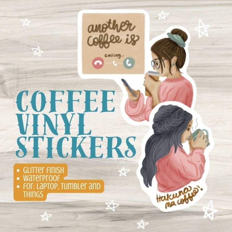 Coffee Vinyl Sticker 2.5 inches Waterproof Laptop Sticker Decal Tumbler ...