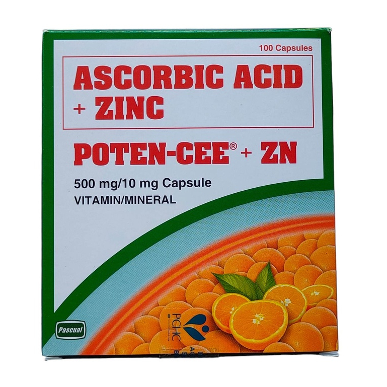Potencee Poten-Cee ZN Ascorbic Acid + Zinc 30's / 50's / 100's Capsule ...