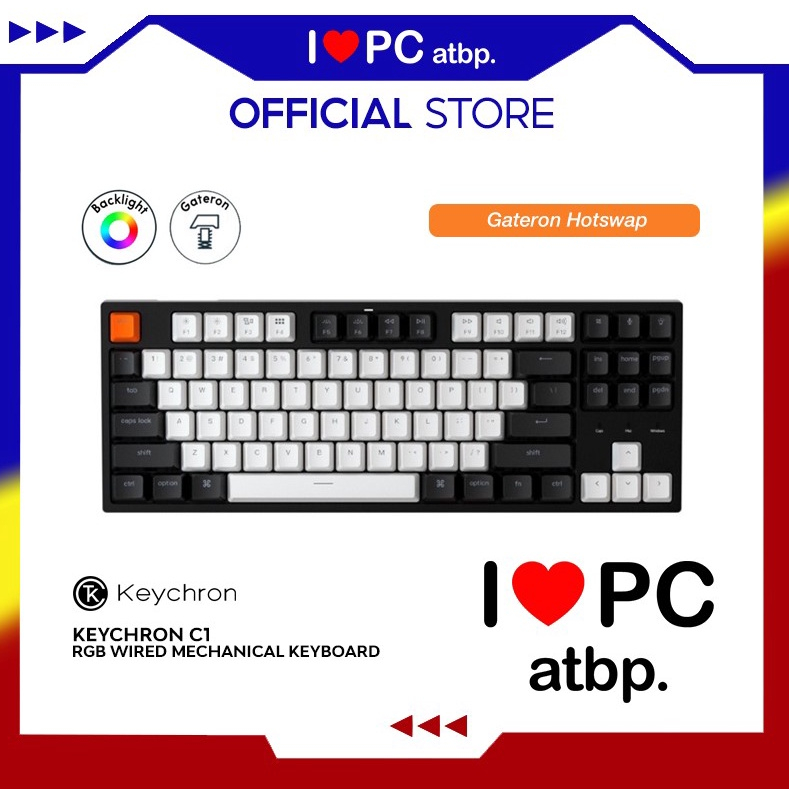 Keychron C1 Wired Mechanical Keyboard (TenKeyLess Layout, RGB, Gateron ...