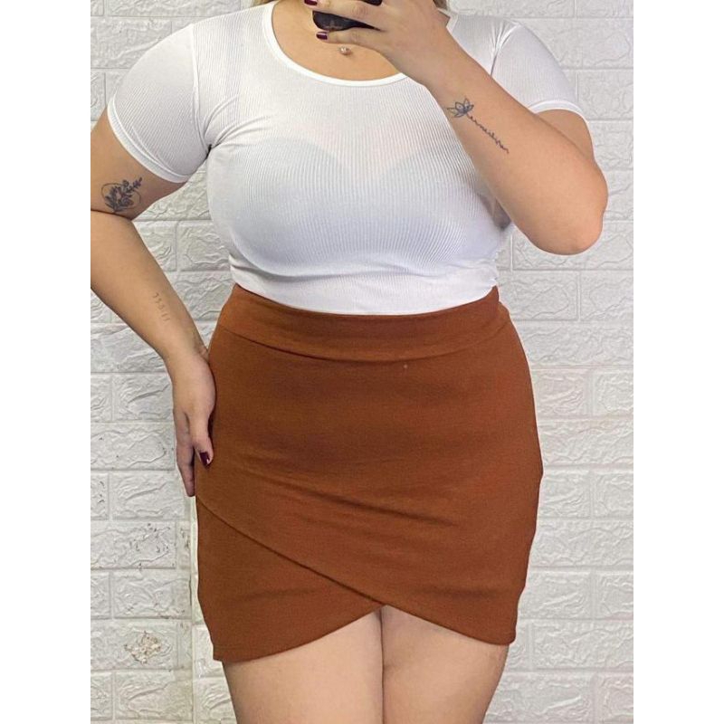Plus Size Overlap Skirt (32-40 waistline) | Shopee Philippines
