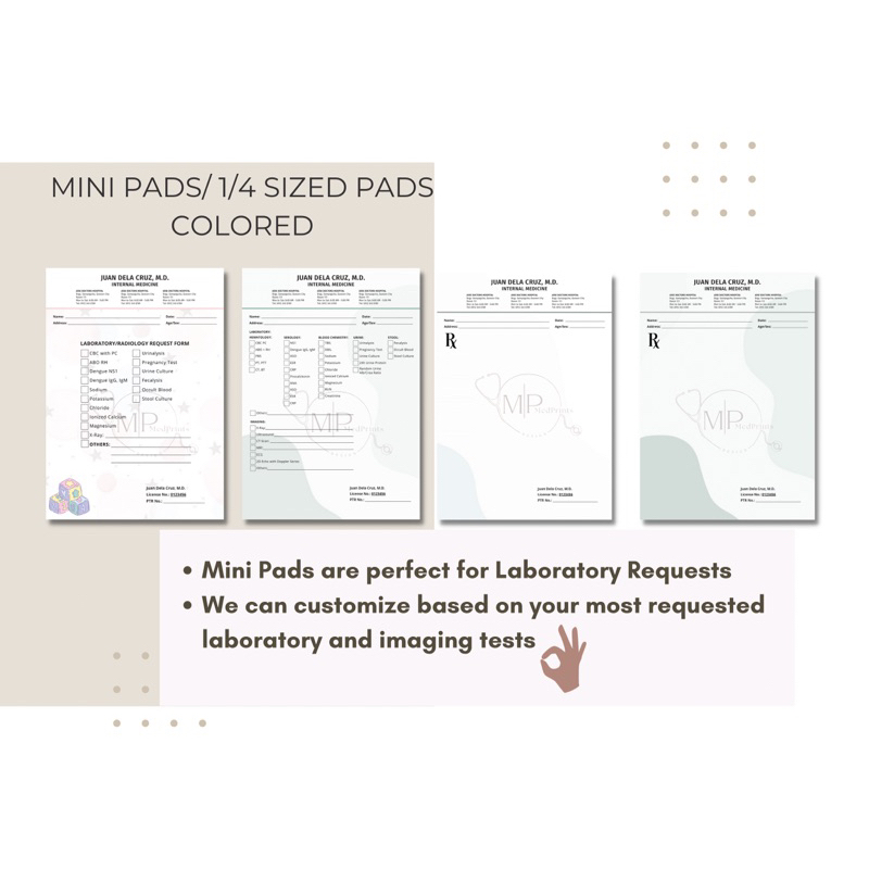 RX PAD CUSTOMIZABLE, PRESCRIPTION PAD, MED CERT, LAB REQ AESTHETIC ...