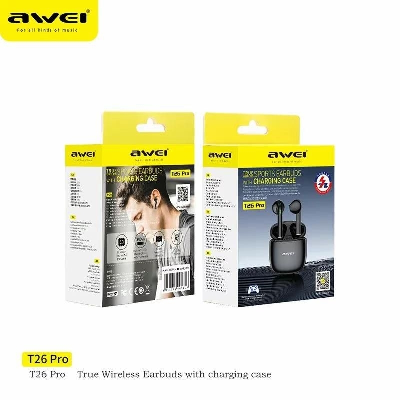 AWEI T26 PRO true wireless bluetooth sports earbuds charging case ...