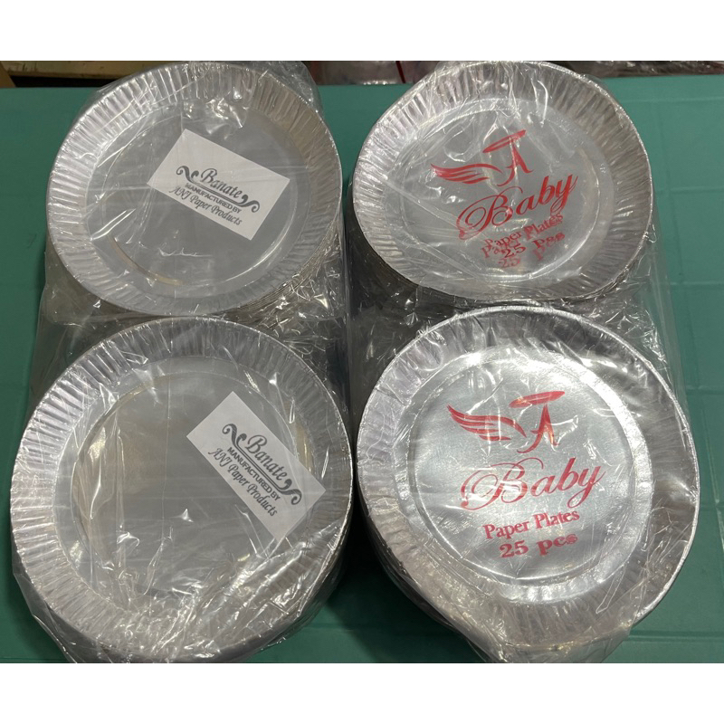 9 inch Paper Plates Silver Bundle, Disposable Silver Coated Paper Plate ...