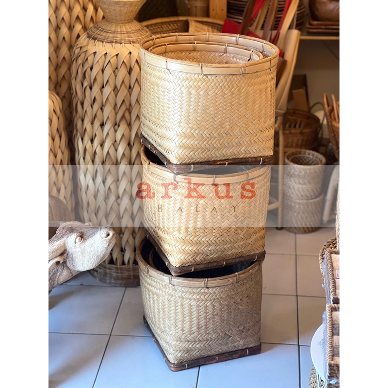 Handwoven bamboo laundry basket | planter | organizer | container ...