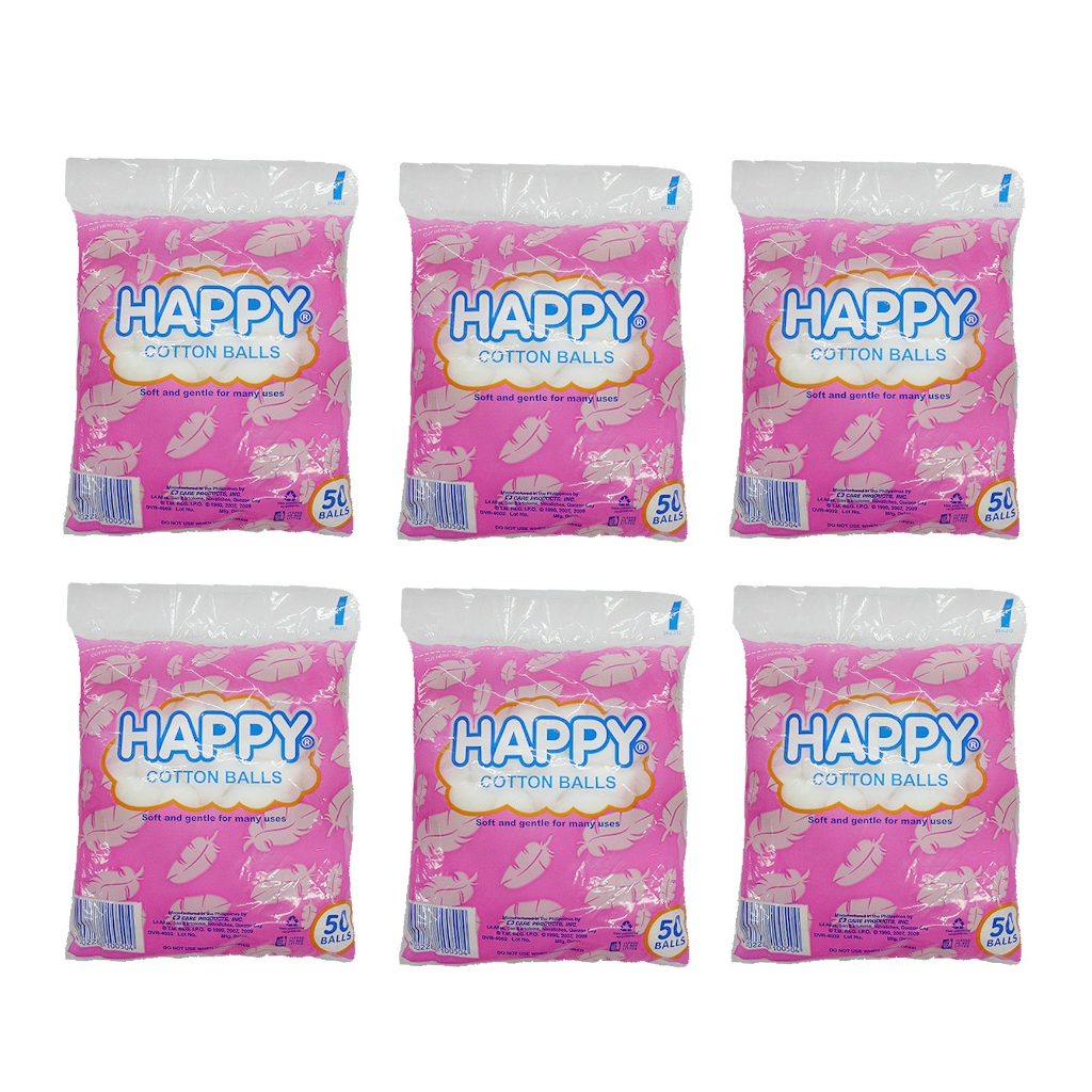 Bundle of 6 Happy Cotton Balls 50 Pieces | Shopee Philippines
