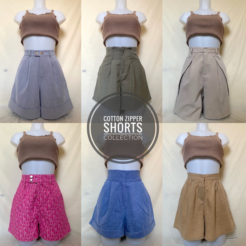 (2)premium cotton zipper shorts | Shopee Philippines