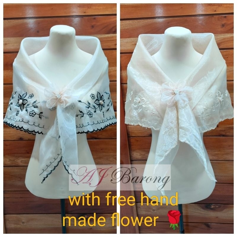 Filipiniana alampay ALP 02 ALP 03 with handmade flower brooch | Shopee ...