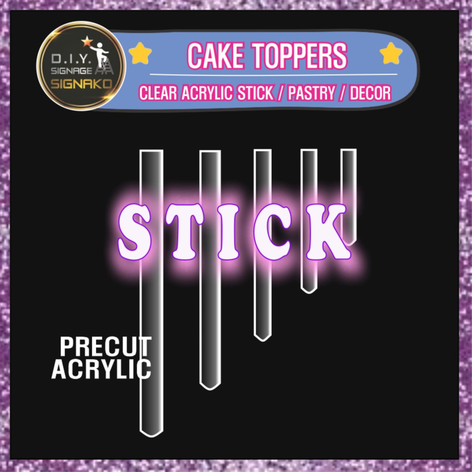 Cake Toppers Birthday Cake Topper / Clear Acrylic Stick Decoration ...